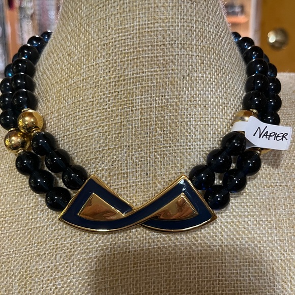 Napier | Jewelry | Napier Blue And Gold Large Necklace Napier Double ...